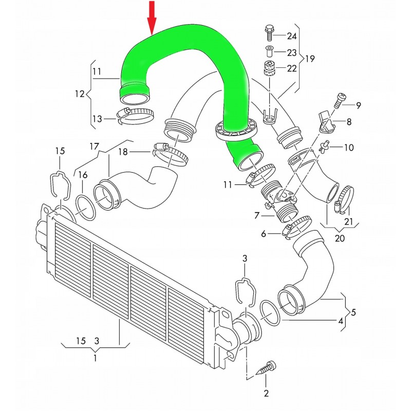 RURA WĄŻ TURBO VW TRANSPORTER T6 2.0 TDI 7E0145980