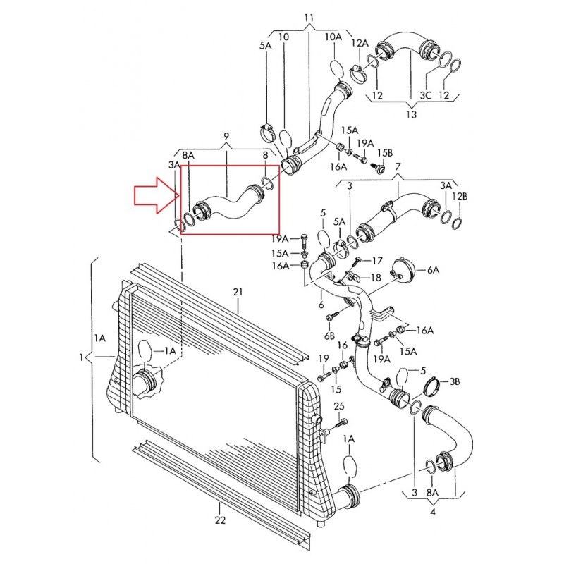 PRZEWÓD TURBO INTERCOOLER SKODA AUDI VW 3C0145834M