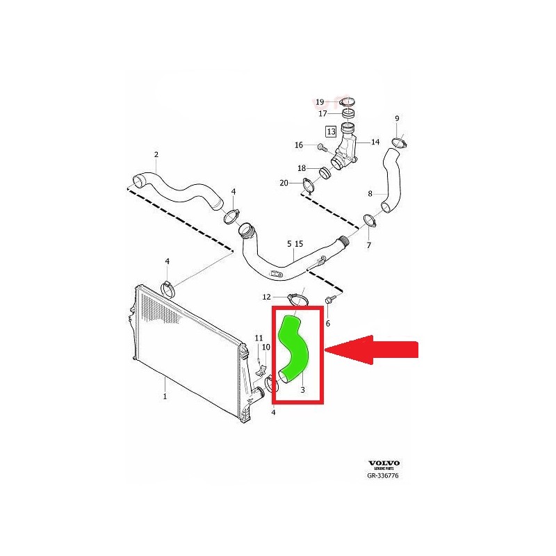 RURA INTERCOOLERA VOLVO S60 V70 XC70 2.4 30680218
